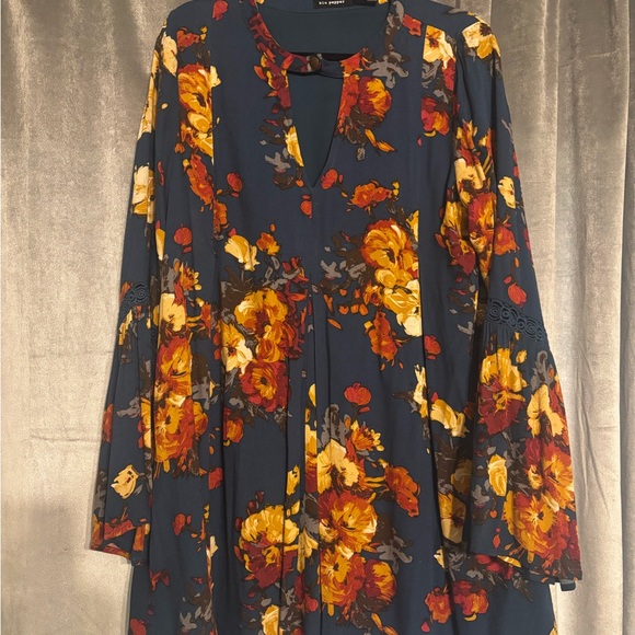 Blu Pepper | Dresses | Blu Pepper Long Sleeve Blue And Red Dress | Poshmark